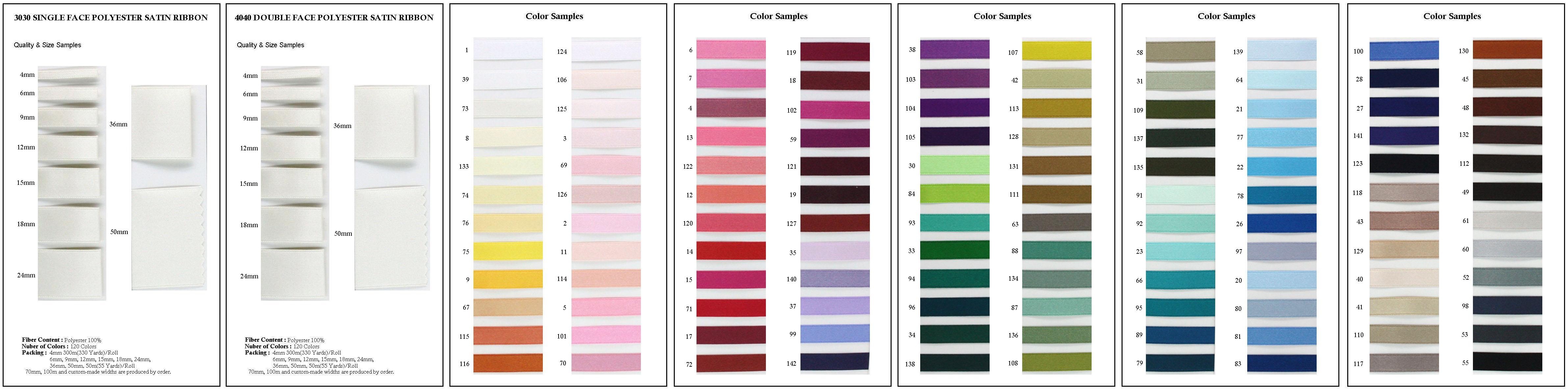 #3030 Polyester Single Faced Satin Ribbon 滌綸單面色丁帶***豐明行 GREAT UNION ...